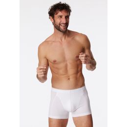 Boxer Schiesser "95/5", Herren, Gr. 10, wei&szlig; (100, wei&szlig;), Single Jersey, Obermaterial: 95% Baumwolle, 5% Elasthan, eng, Unterhosen, mit angenehm weichem, innen liegenden Komfortbund