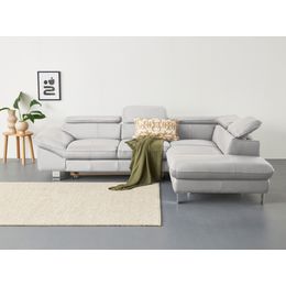Ecksofa COTTA "Driver L-Form, B: 265 cm", wei&szlig;, B:268cm H:73cm T:214cm, Kunstleder SOFTLUX;LEDER BEEFY (ein abgedecktes Spalt-Rindsleder) im Sitz und R&uuml;cken (Korpus in Kunstleder);Luxus-Kunstleder;Leder Pampas (echtes Rindsleder) im Sitz und R&uuml;cken (R&uuml;ckseite mit Spannstoff bezogen), Sofas, Ecksofa, Kopfteilverstellung, optional Bettfunktion & Bettkasten