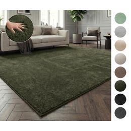 Teppich OTTO HOME "Cali, in Standard- und Premium-Qualit&auml;t, 13 mm oder 16 mm H&ouml;he" Gr. 4, dunkelgr&uuml;n, B:180cm L:230cm, Microfaser, Teppiche, Teppich, Uni-Farben, kuschelig, & weich, waschbar, Wohnzimmer, Schlafzimmer