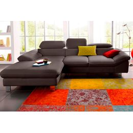 Ecksofa COTTA "Driver L-Form, B: 268 cm", braun, B:268cm H:73cm T:169cm, LEDER BEEFY (ein abgedecktes Spalt-Rindsleder) im Sitz und R&uuml;cken (Korpus in Kunstleder);Luxus-Kunstleder;Kunstleder SOFTLUX;Leder Pampas (echtes Rindsleder), R&uuml;ckseite mit schwarzem Spannstoff bezogen, Sofas, Ecksofa, Kopfteilverstellung, optional Bettfunktion & Bettkasten