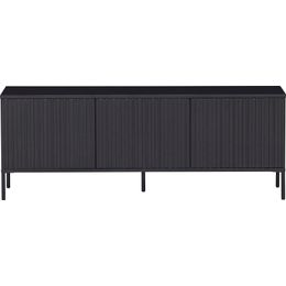 Sideboard Woood "New Gravure FSC Mix holz mit Druckmechanismus H 56 x B 150 x T 44 cm", schwarz, B:150cm H:56cm T:44cm, Holzwerkstoff, Sideboards, Sideboard, Kiefernholz, Tragkraft h&ouml;henverstellbare boden 10 kg, Kabel&ouml;ffnung