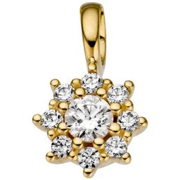 Kettenanh&auml;nger Jobo "Anh&auml;nger mit 9 Zirkonia", gold (gelbgold 333, wei&szlig;), Schmuckanh&auml;nger, Damen, Gelbgold 333, Kettenanh&auml;nger, 8 Karat 333 Gold