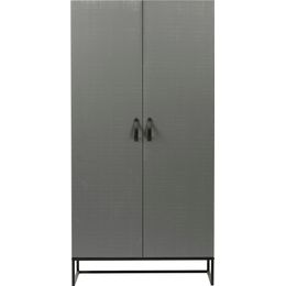 Garderobenschrank Woood "Morris mit FSC Massivkiefer und Metallgestell B 100 x T 53 x H 195 cm", grau, Holzwerkstoff, Schr&auml;nke, Garderobenschrank, Bands&auml;gerau Oberfl&auml;che, Melamin-Innenraum, Hang- und Legbereich