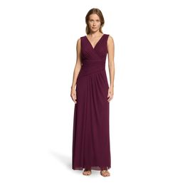 Abendkleid Vera Mont "Damen mit V-Ausschnitt", Damen, Gr. 36, Normalgr&ouml;&szlig;en, lila (strong aubergine), Netz, Obermaterial: 92% Polyamid, 8% Elasthan. Futter: 100% Polyester, figurbetont lang, V-Ausschnitt, Kleider Abendkleid, Falten