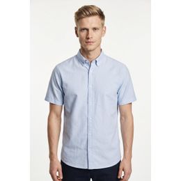 Jack & Jones Kurzarmhemd JACK & JONES "JPRBLUHARVEY OXFORD S/S SHIRT", Herren, Gr. S, N-Gr, chambray blau fit:regular fit, Web, Obermaterial: 97% Baumwolle, 3% Elasthan, unifarben, regular fit normal, ohne Ausschnitt, gerader Abschluss, Hemden, mit Button-Down Kragen