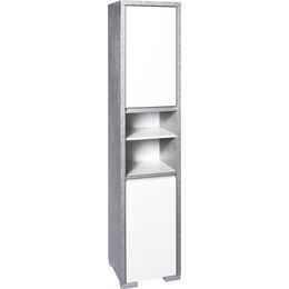 Hochschrank Schildmeyer "Bello, Hochschrank, Made in Germany, B: 34,5 cm", grau (steingrau, wei&szlig; glanz), B:34,5cm H:154,5cm T:33cm, Holzwerkstoff, Schr&auml;nke, Hochschrank, Solide Verarbeitung - Dieses Produkt ist in Deutschland gefertigt