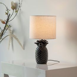 OTTO HOME Tischleuchte "Torrik - Tischlampe im Ananas Design", schwarz, 1, &Oslash; 20cm H: 36cm, Leuchten, Leinenschirm, Ananas, Pineapple, E14, Tischleuchte