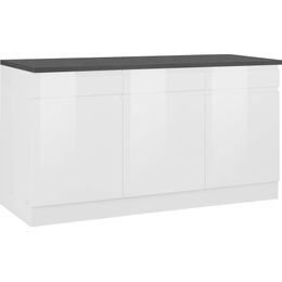 Unterschrank KOCHSTATION "KS-Virginia,neu in verbesserter Ausf&uuml;hrung", wei&szlig; (wei&szlig; hochglanz, anthrazit), B:150cm H:85cm T:60cm, Holzwerkstoff, Schr&auml;nke, Unterschrank, Breite 150 cm, 3 T&uuml;ren, Soft-Close-Funktion