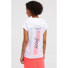 Kapuzenshirt SOCCX, Damen, Gr. L, wei&szlig;, Single Jersey, Material: 100% Baumwolle, bedruckt, regular fit normal, V-Ausschnitt, Shirts Kapuzenshirt, mit V-Ausschnitt