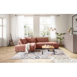 Ecksofa Musterring "Lucia bequem, elegant & zeitlos, elegante Sofa ohne Armlehnen", braun (rusty), B:304cm H:81cm T:224cm, 100% Polyester, Sofas, Ecksofa, mit gro&szlig;em Longchair, verschiedene Farben, B304 x T224 cm