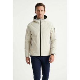 Outdoorjacke BOSS Green, Herren, Gr. XL, beige (light beige272), Web, Obermaterial: 100% Polyamid, unifarben, regular fit normal, hoch geschlossener Ausschnitt, elastischer Bund, Jacken Outdoorjacke, leicht wattiert, 4-Wege-Stretch-Qualit&auml;t, Regular Fit