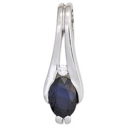 Kettenanh&auml;nger Jobo "Anh&auml;nger Saphiranh&auml;nger 17 mm", blau (blau, blau), Schmuckanh&auml;nger, Damen, P1 = bei 10-facher Vergr&ouml;&szlig;erung erkennbare Einschl&uuml;sse, Diamanten Wei&szlig;gold 333, Diamanten, Wei&szlig;gold 333, Kettenanh&auml;nger, 8 Karat 333 Wei&szlig;gold mit Saphir und Diamant