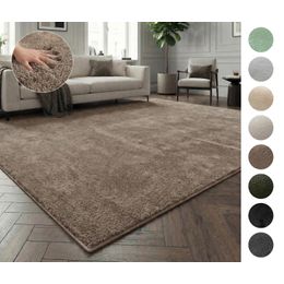 Teppich OTTO HOME "Cali, in Standard- und Premium-Qualit&auml;t, 13 mm oder 16 mm H&ouml;he" Gr. 4, taupe, B:180cm L:230cm, Microfaser, Teppiche, Teppich, Uni-Farben, kuschelig, & weich, waschbar, Wohnzimmer, Schlafzimmer