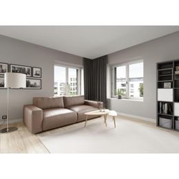 Big-Sofa Musterring "LUCIA Mega Sofa, hoher Sitzkomfort, Breite 252cm, Kontrastnaht", braun (hasel bax), B:252cm H:81cm T:124cm, Flachgewebe FLORIS (100% Polyester);Flachgewebe VALMONT (60% Baumwolle/ 40% Leinen);Microfaser CRONA (100% Polyester), Sofas, Big-Sofa, in vielen Qualit&auml;ten und 4 unterschiedlichen N&auml;hten, 2,5-Sitzer