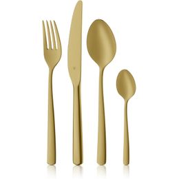 Besteck-Set WMF "Boston in edler Optik, ergonomische Haptik, Messer mit Wellenschliff", champagner gold, 24 tlg., Cromargan Edelstahl Rostfrei 18/10, Essbesteck-Sets, optimale Sch&auml;rfe, rostfrei, edel, hochwertiger Besteckkasten