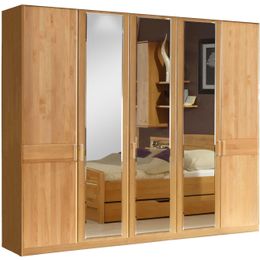 Kleiderschrank Wiemann "Lausanne, Dreht&uuml;renschrank, Schrank, W&auml;scheschrank, Erle teilmassiv", beige (natur), B:250cm H:216cm T:58cm, Holz teilmassiv, Schr&auml;nke, Kleiderschrank Dreht&uuml;renschrank, Front aus Massivholz in Erle, langlebige Qualit&auml;t, inkl. T&uuml;rend&auml;mpfung