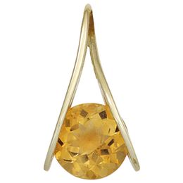 Kettenanh&auml;nger Jobo "Anh&auml;nger 20 mm mit Citrin", gelb (orange, orange), Schmuckanh&auml;nger, Damen, Gelbgold 375, Kettenanh&auml;nger, 9 Karat 375 Gold