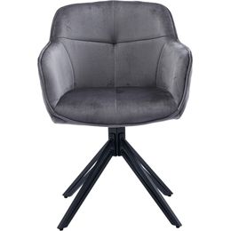 Armlehnstuhl Stolkom "Emma B/H/T 59x82x62 cm", grau (grau, schwarz, schwarz, grau), B:59cm H:82cm T:62cm, Polyester, St&uuml;hle, Armlehnstuhl, 180 grad drehbar mit Auto-Return