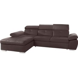 Ecksofa exxpo - SOFA FASHION "Spring, super bequem, mit Armteil- und Kopfteilfunktion", braun, B:284cm H:81cm T:181cm, Luxus-Microfaser (100% Polyester);Struktur (100% Polyester);NaturLEDER (echtes Rindsleder) in Sitz und R&uuml;cken. Korpus in passendem Kunstleder SOFTLUX bezogen, Sofas, Ecksofa, L-Form, wahlweise mit Bettfunktion und Bettkasten