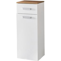 Unterschrank Schildmeyer "Malina, Unterschrank, Made in Germany, B: 32,7 cm", wei&szlig; (kreidewei&szlig;, eiche landhaus), B:32,7cm H:88,4cm T:35,3cm, Holzwerkstoff, Schr&auml;nke, Unterschrank, Solide Verarbeitung - Dieses Produkt ist in Deutschland gefertigt
