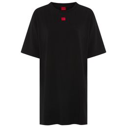 Nachthemd HUGO UNDERWEAR "NITE", Damen, Gr. L, N-Gr, schwarz 001, Obermaterial: 93% Baumwolle, 7% Elasthan, normal ca. Mitte Oberschenkel, Rundhals, Kleider Nachthemd