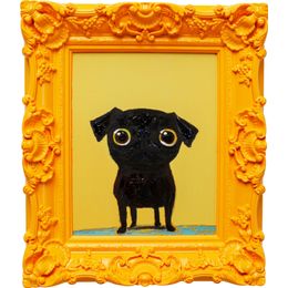 Bild mit Rahmen KARE DESIGN "Gerahmtes Bild Sweet Dog Eyes 30x35cm", orange (farbe bild(er): orange), B:30cm H:35cm T:3,5cm, Acrylfarbe, Baumwolle, Polyresin, Bilder