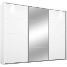 Schwebet&uuml;renschrank Rauch "Kleiderschrank Schrank Garderobe W&auml;scheschrank TOMA mit Passepartout", wei&szlig; (alpinwei&szlig;), B:278cm H:233cm T:64cm, Holzwerkstoff, Schr&auml;nke, Schwebet&uuml;renschrank, inkl. Regaleinsatz sowie zus&auml;tzlichen Einlegeb&ouml;den MADE IN GERMANY