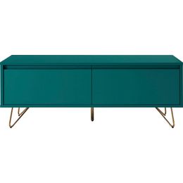 Lowboard Salesfever "Bolton - TV-Kommode in schlichter Eleganz", blau (petrol, gold), B:120cm H:45cm T:40cm, MDF, Metall, Sideboards, Lowboard, Kommode mit Klappend&auml;mpfe, Hairpin Beinen