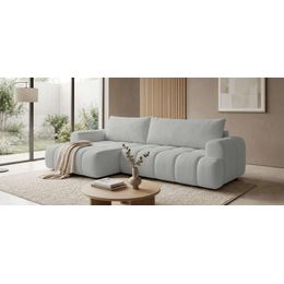 Ecksofa OTTO HOME "LIOORA Schlafsofa mit Bettkasten, Breite 265 cm, Verl&auml;ssliche Qualit&auml;t", hellgrau, B:265cm H:90cm T:149cm, 100% Polyester, Sofas, Ecksofa, L-Form mit Bettfunktion und Bettkasten, Recamiere rechts/links