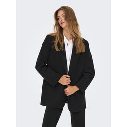 Longblazer Only "ONLLANA-BERRY L/S REG BLAZER TLR CS", Damen, Gr. 34, schwarz (schwarz detail:with leo lining), Web, Obermaterial: 87% Polyester, 13% Elasthan, unifarben, regular fit Po-bedeckend, Blazer Longblazer, Materialmix, regular fit