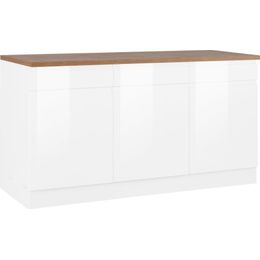 Unterschrank KOCHSTATION "KS-Virginia,neu in verbesserter Ausf&uuml;hrung", wei&szlig; (wei&szlig; hochglanz, wotaneiche), B:150cm H:85cm T:60cm, Holzwerkstoff, Schr&auml;nke, Unterschrank, Breite 150 cm, 3 T&uuml;ren, Soft-Close-Funktion