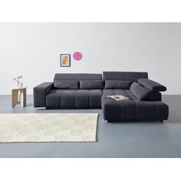 Ecksofa COTTA "Orion L-Form, B: 310 cm", schwarz, B:310cm H:70cm T:225cm, 90% Polyester, 10% Polyamid, Sofas, Ecksofa, Kopfteilverstellung & 5 Nierenkissen