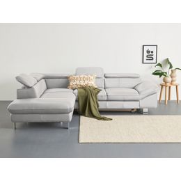 Ecksofa COTTA "Driver L-Form, B: 265 cm", wei&szlig;, B:268cm H:73cm T:214cm, Kunstleder SOFTLUX;LEDER BEEFY (ein abgedecktes Spalt-Rindsleder) im Sitz und R&uuml;cken (Korpus in Kunstleder);Luxus-Kunstleder;Leder Pampas (echtes Rindsleder) im Sitz und R&uuml;cken (R&uuml;ckseite mit Spannstoff bezogen), Sofas, Ecksofa, Kopfteilverstellung, optional Bettfunktion & Bettkasten