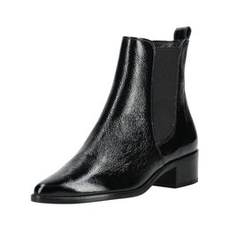 Stiefelette Paul Green "Paul Green Stiefelette Leder/Textil", Damen, Gr. 38,5, schwarz (schwarz lack), Leder, Textil, Schuhe Stiefelette