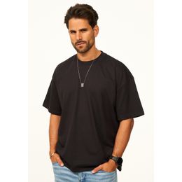 T-Shirt DAILY COTTON "Kurzarm Oversize aus 100% Baumwolle mit Rundhalsausschnitt Crew Neck f&uuml;r Herren", Jungen, Gr. L, schwarz, Obermaterial: 100% Baumwolle CO., Rundhals, Shirts T-Shirt, Basic Oberteil Crew-Neck kurz&auml;rmlig aus 100% Baumwolle f&uuml;r M&auml;nner