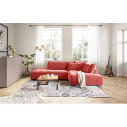 Ecksofa Musterring "Lucia bequem, elegant & zeitlos, elegante Sofa ohne Armlehnen", orange (aperol), B:304cm H:81cm T:224cm, 100% Polyester, Sofas, Ecksofa, mit gro&szlig;em Longchair, verschiedene Farben, B304 x T224 cm