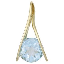 Kettenanh&auml;nger Jobo "Anh&auml;nger Goldanh&auml;nger 20 mm", blau (hellblau, hellblau), Schmuckanh&auml;nger, Damen, Gelbgold 375, Kettenanh&auml;nger, 9 Karat 375 Gold mit Blautopas