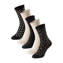 Socken Schiesser "Bluebird", Damen, Gr. 35-38, schwarz (910, sortiert 4), Obermaterial: 77% Baumwolle, 22% Polyamid, 1% Elasthan, Socken Socken