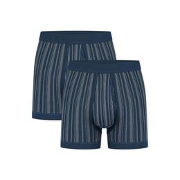 Boxershorts Schiesser "Original Classics", Herren, Gr. 5, blau (803, blau), Feinripp, Obermaterial: 100% Baumwolle, k&ouml;rpernah, Unterhosen, mit Eingriff, gestreift