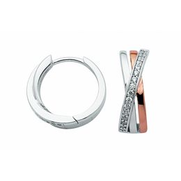 Adelia&acute;s Paar Creolen ADELIA&acute;S "15,8 mm ⌀ Creolen Ohrringe 925 Silber mit Zirkonia", silber, Ohrringe, Damen, Damen, Silber 925 (Sterlingsilber), Silberohrringe