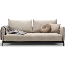 Schlafsofa INNOVATION LIVING &trade; "MALLOY, Sofa mit Funktion - komfortabel & bequem, modernes Design", beige (gravel), B:225cm H:70cm T:110cm, 100% Polyester, Sofas, Schlafsofa, hohe R&uuml;ckenlehne, schmale Armlehnen, inklusive Bettaufbewahrung