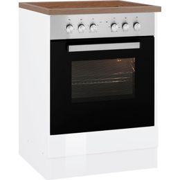 Herdumbauschrank KOCHSTATION "KS-Virginia,neu in verbesserter Ausf&uuml;hrung", wei&szlig; (wei&szlig; hochglanz, wotaneiche), B:60cm H:85cm T:60cm, Holzwerkstoff, Schr&auml;nke, Herdumbauschrank, Breite 60 cm, H&ouml;he 85 cm, Nische f&uuml;r Ofen B/H/T: 56/59/55 cm