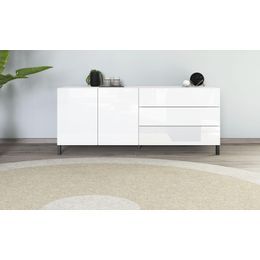 borchardt M&ouml;bel Sideboard BORCHARDT M&Ouml;BEL "Sophia, Kommode mit Metallf&uuml;&szlig;en, 3 Schubk&auml;sten, Breite 152 oder 190 cm", wei&szlig; hochglanz, B:152cm H:62cm T:35cm, Spanplatte, Sideboards, Sideboard, 152 oder 190cm, viel Stauraum, grifflos, praktisch, mehrere Gr&ouml;&szlig;en
