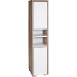 Hochschrank Schildmeyer "Bello, Hochschrank, Made in Germany, B: 34,5 cm", wei&szlig; (wildeichefarben, wei&szlig; glanz), B:34,5cm H:154,5cm T:33cm, Holzwerkstoff, Schr&auml;nke, Hochschrank, Solide Verarbeitung - Dieses Produkt ist in Deutschland gefertigt