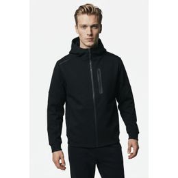 Jack & Jones Kapuzensweatshirt JACK & JONES "JCOFUSION FULL ZIP SWEAT HOOD", Herren, Gr. M, schwarz, angeraute Sweatware, Obermaterial: 72% Polyester, 28% Baumwolle, unifarben, regular fit normal, hoch geschlossener Ausschnitt, Sweatshirts