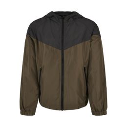Allwetterjacke Urban Classics "Urban Classics Herren Boys 2-Tone Tech Windrunner", Jungen, Gr. 134/140, braun (schwarz, schwarzolive), 100% Polyester, mehrfarbig, normal, ohne Ausschnitt, Jacken