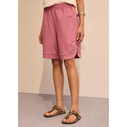 Shorts bonprix, Damen, Gr. 48/50 (XL), N-Gr, softbeere meliert, Obermaterial: 60% Baumwolle, 40% Polyester, loose fit, Hosen Shorts, weite Passform, hochgeschnittener elastischer Bund