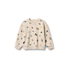 Sweater Wheat "Wheat Sweatshirt L/S Sandro", M&auml;dchen, Gr. 104, sanftes wei&szlig; penguins, 100% Baumwolle, bedruckt, Rundhals, Sweatshirts Sweater