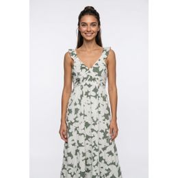 V&eacute;ro Moda VERO MODA Damen Maxikleid "VMDICTHE SL FRILL ANKLE DRESS WVN GA"laurel wreath aop:loa, Gr. S, bedruckt, Web, Obermaterial: 100% Baumwolle, Kleider,