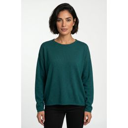 V&eacute;ro Moda Strickpullover VERO MODA "VMEXCITING PLAIN LS O-NK ROLL PULLOV BOO", Damen, Gr. M, gr&uuml;n (mediterranea detail:melange), Strick, Obermaterial: 72% Polyester, 18% Polyacryl, 10% Nylon, meliert, regular fit normal, Rundhals, Pullover Strickpullover
